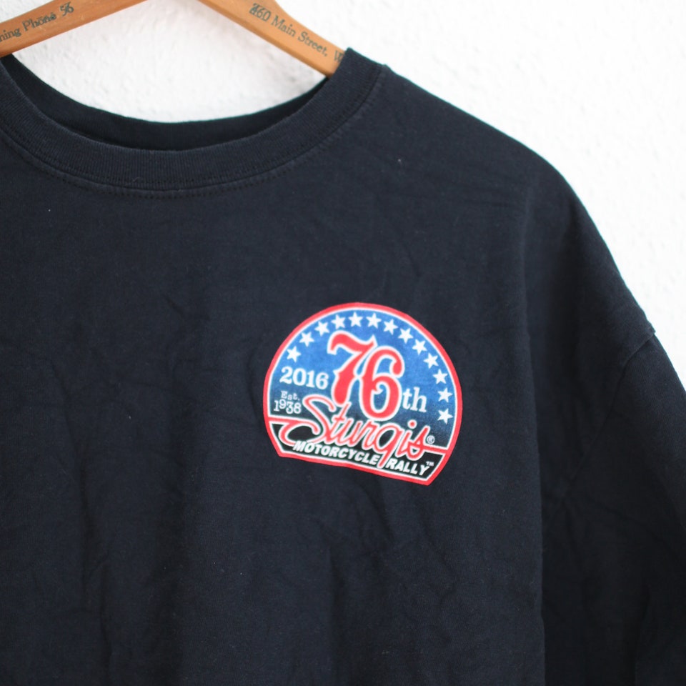 Vintage 76th sturgis motorcycle rally black t shirts sold by Mila | SKU ...