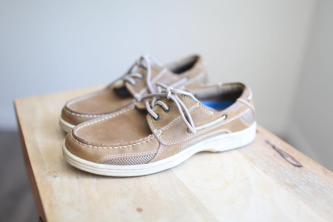 Vintage 90s Dockers Tan Brown Leather Oxfords Boat Shoes Mens 9 - Etsy