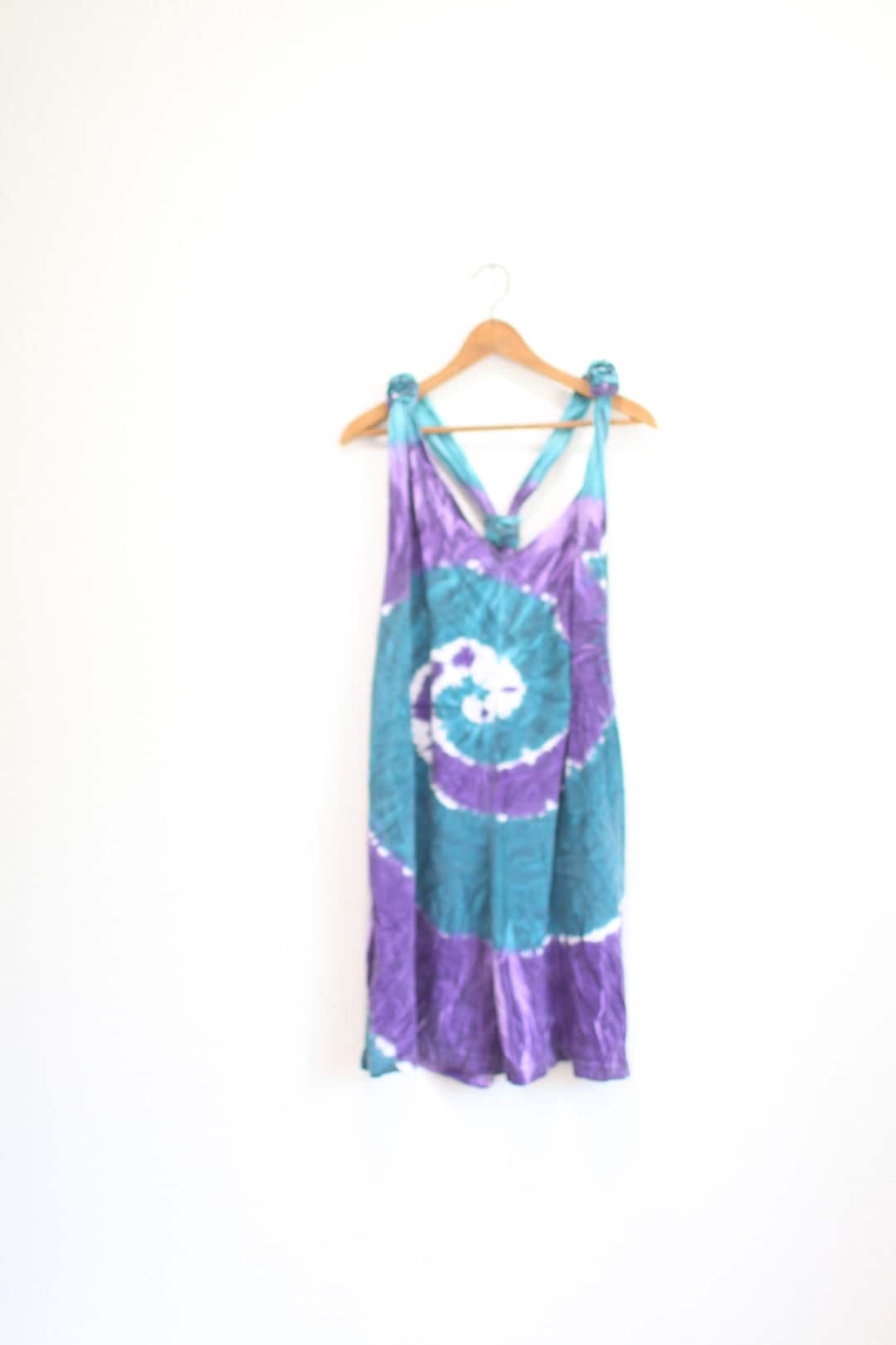 Vintage 90s Blue & Turquoise Tie Dye Baggy Romper Shorts Overalls 0588 ...