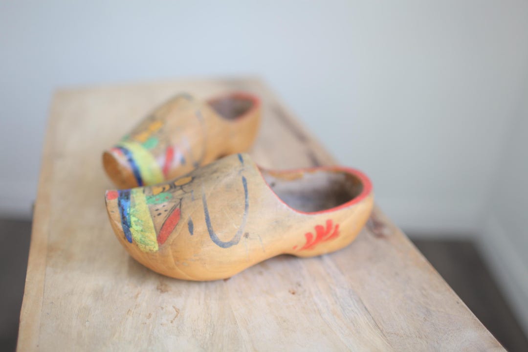 Vintage Holland Windmill Painted Wood Clogs - Etsy