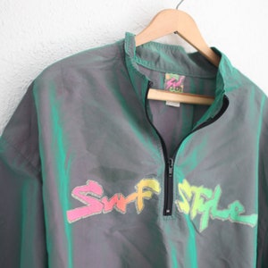 Vintage 80s Surf Style Green Pink Anorak Pullover #0451 - Etsy