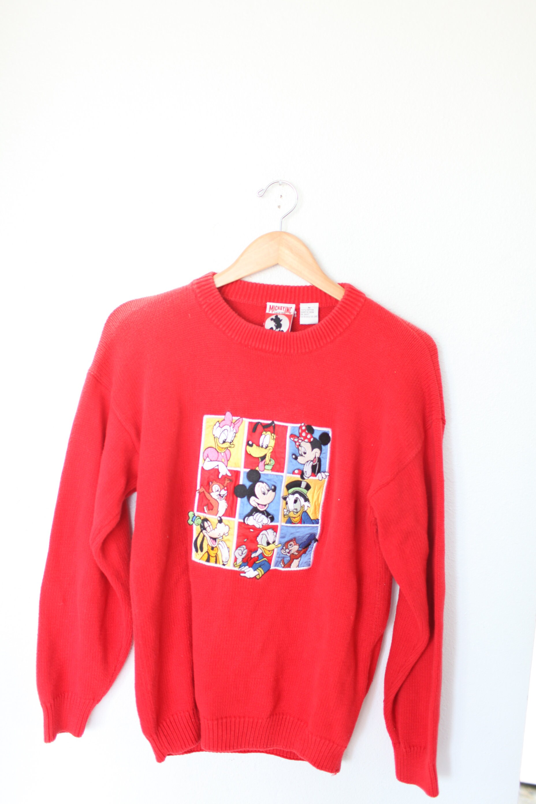 Vintage mickey mouse disney red knit sweater 0331 | Etsy