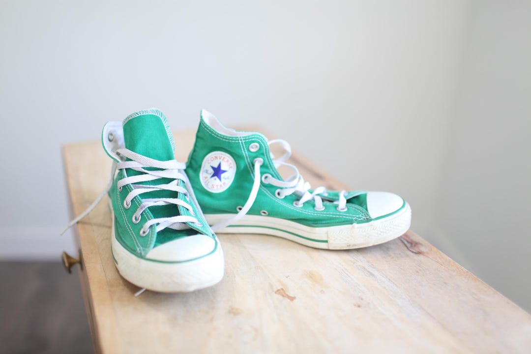 Vintage 90s Kelly Green Converse All Star High Tops W 8 - Etsy