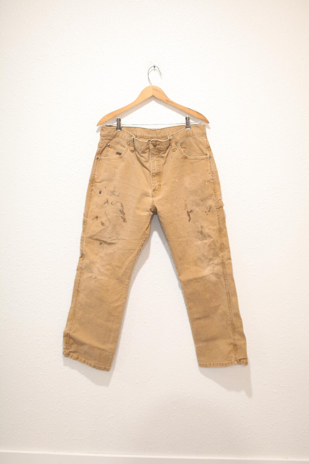 Vintage 90s Dickies Distressed Tan Pants Industrial Carpenter 34 X 30 ...