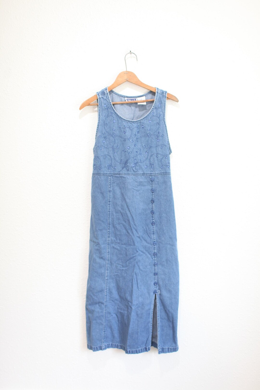 Vintage 90s Chambray Jean Denim Jumper Dress #0436 - Etsy