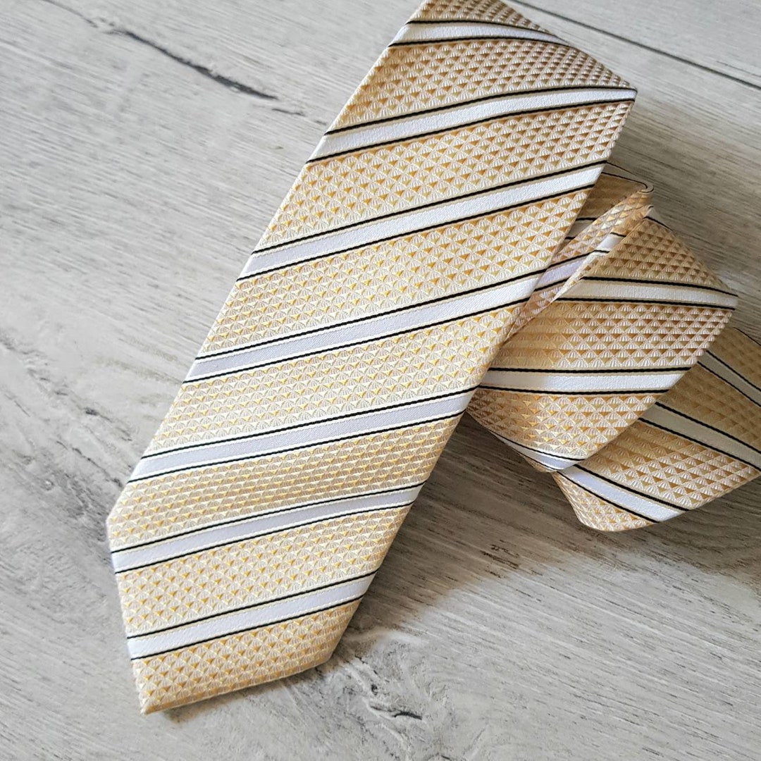 Golden Elegant Silk Ties for Men Luxurious Striped Necktie - Etsy