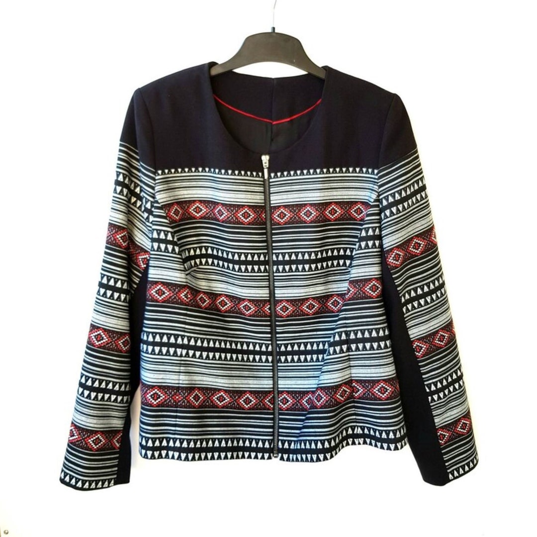 Vintage Marks and Spencers Geometric Print Short Blazer for Silver ...