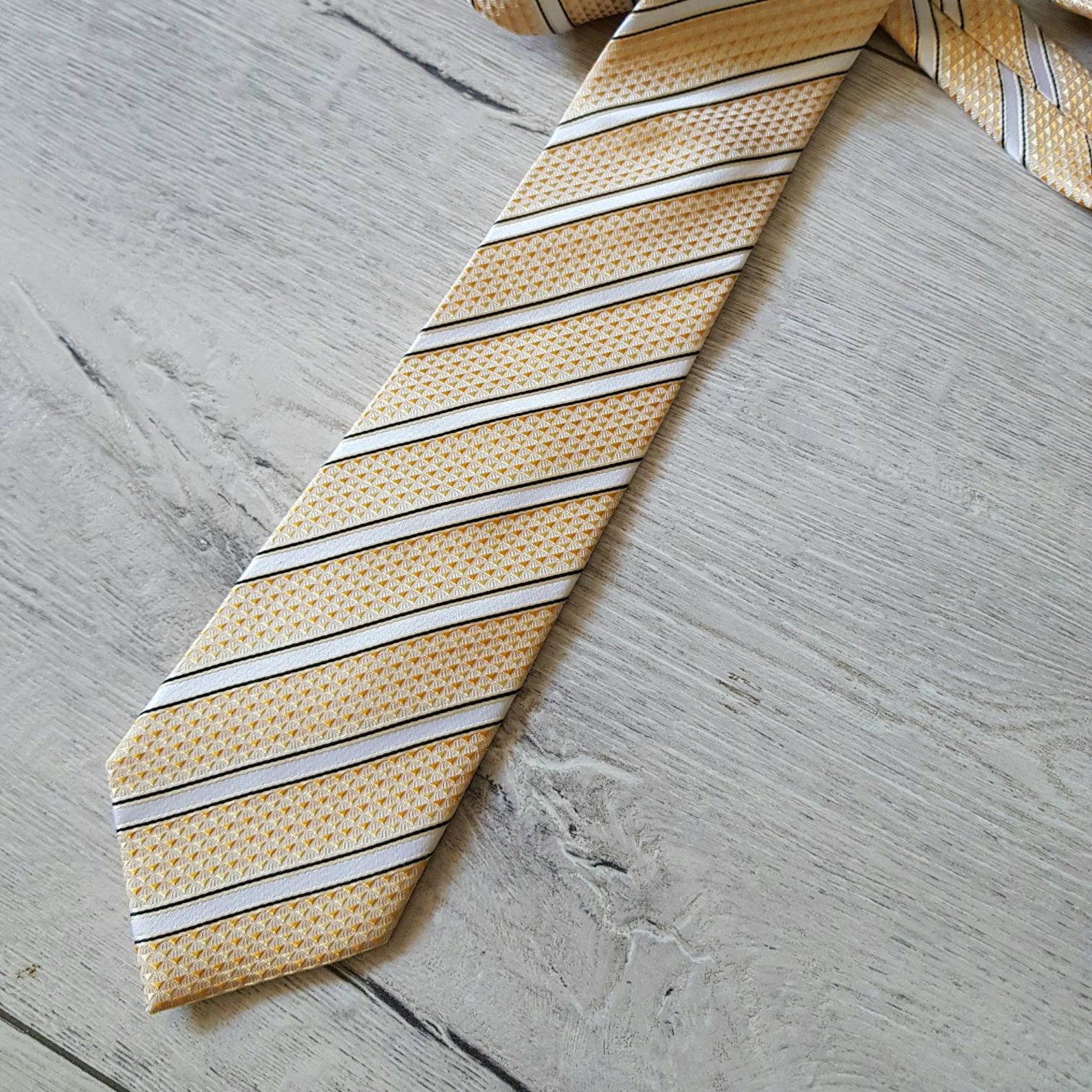 Golden Elegant Silk Ties for Men Luxurious Striped Necktie - Etsy