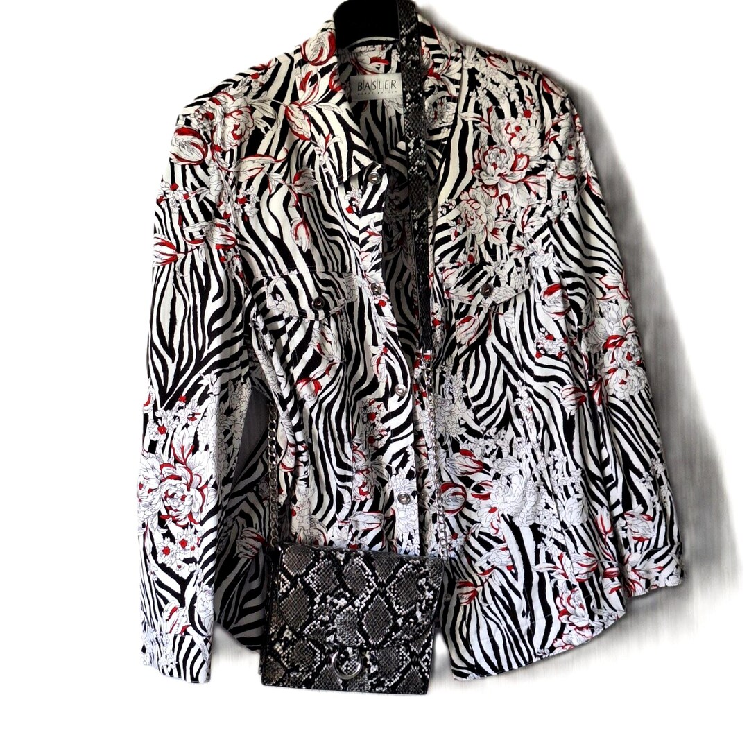 Cotton Floral Blazer Vintage Women's Maximalist Blazer Basler Cropped ...