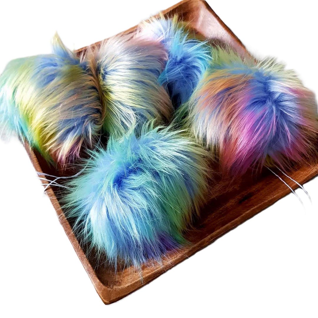 Colored Faux Fur Pom Pom Fluffy Fur Puff Ball for Hats Set of 2 - Etsy