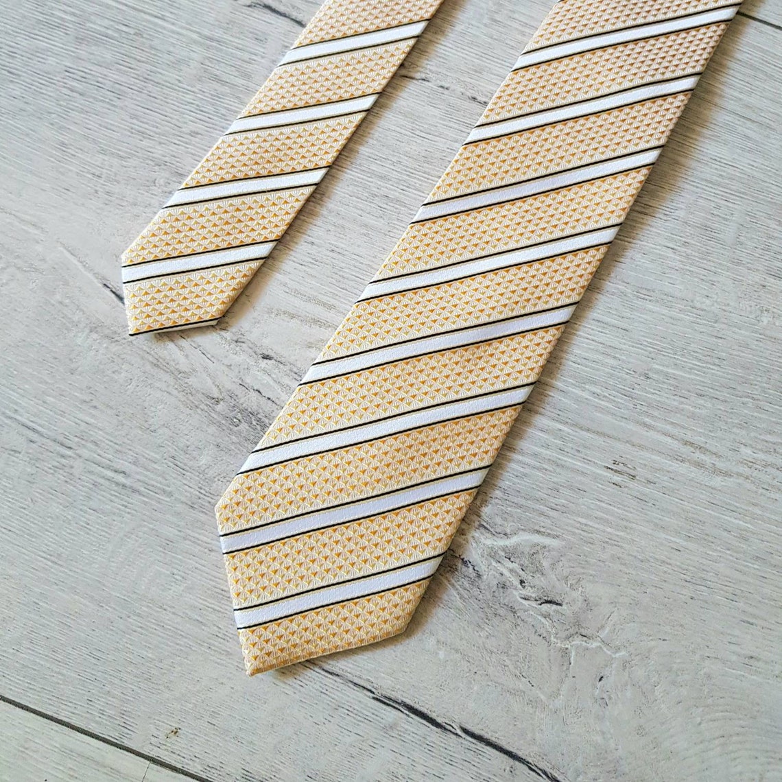 Golden Elegant Silk Ties for Men Luxurious Striped Necktie - Etsy
