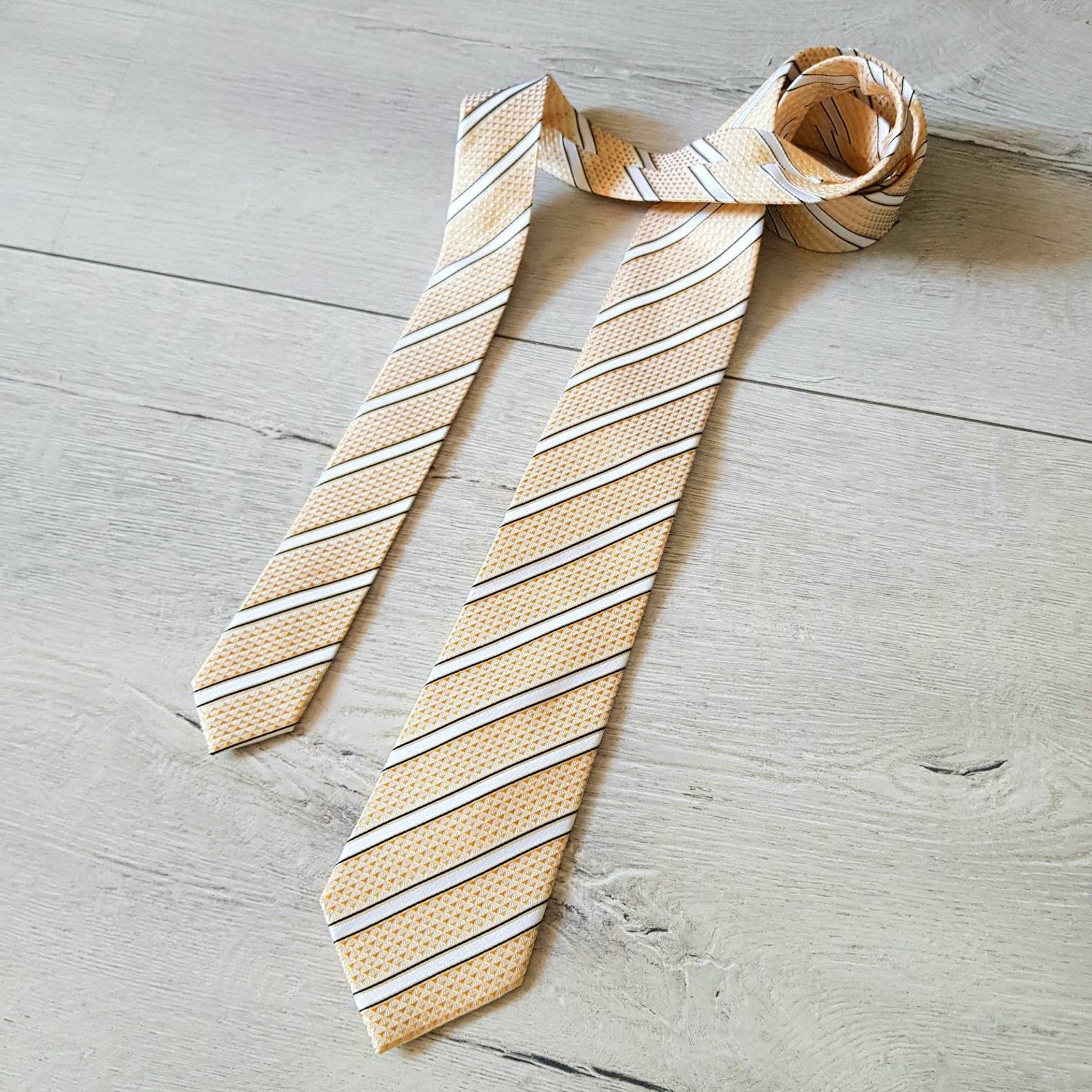 Golden Elegant Silk Ties for Men Luxurious Striped Necktie - Etsy