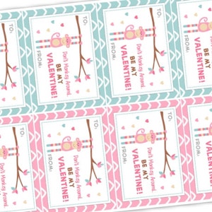 Monkey Valentine's Day Printable Cards, Valentine Mini Cards, DIY, You ...