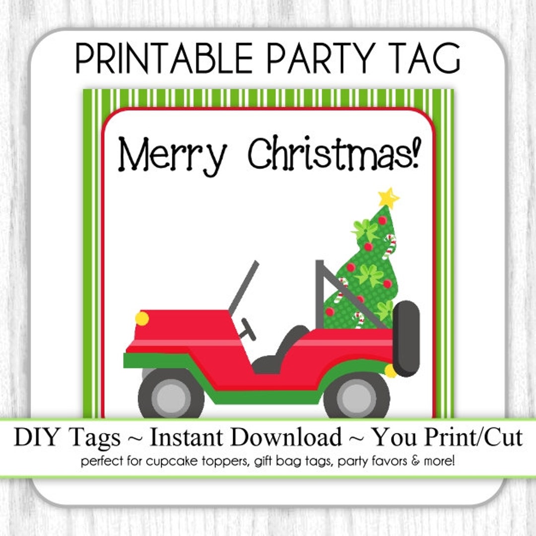 Christmas Printable Party Tags, Xmas Jeep, Kids Christmas Tags, DIY ...
