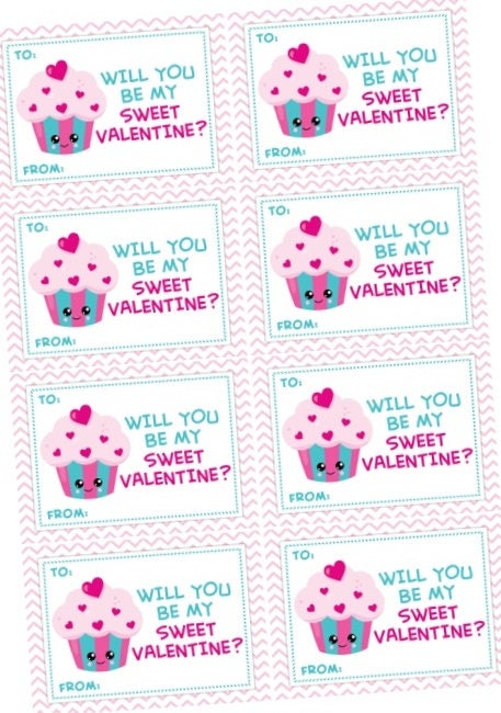 Cute Cupcake Valentine's Day Printable Cards, Mini Cards, DIY, You ...