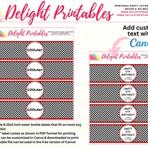 Race Car Printable Water Bottle Labels Coolant Racing - Etsy