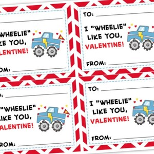 Truck Valentine's Day Printable Cards, Valentine Cards, 4x5 Inch, DIY ...