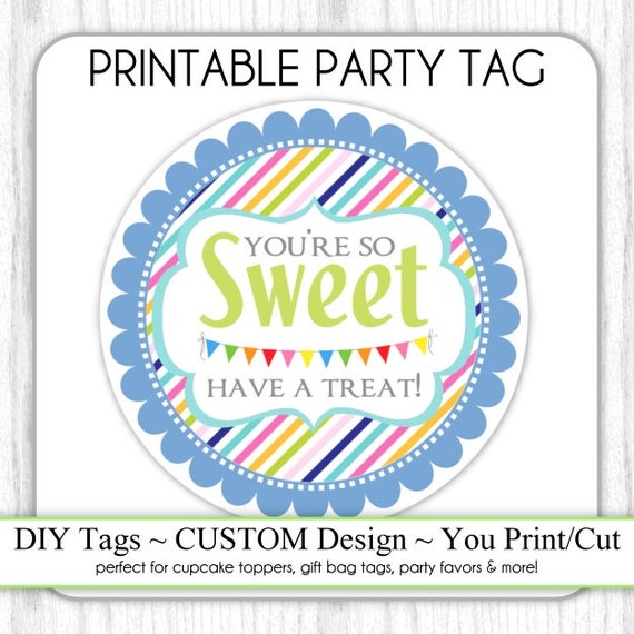 Blue Have a Sweet Treat Tag Instant Download Wedding Favors | Etsy