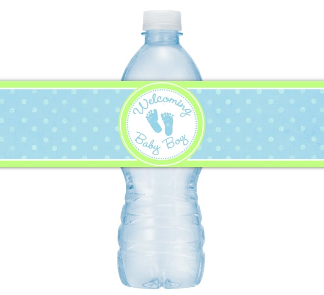 Baby Boy Water Bottle Labels INSTANT DOWNLOAD Blue Green - Etsy
