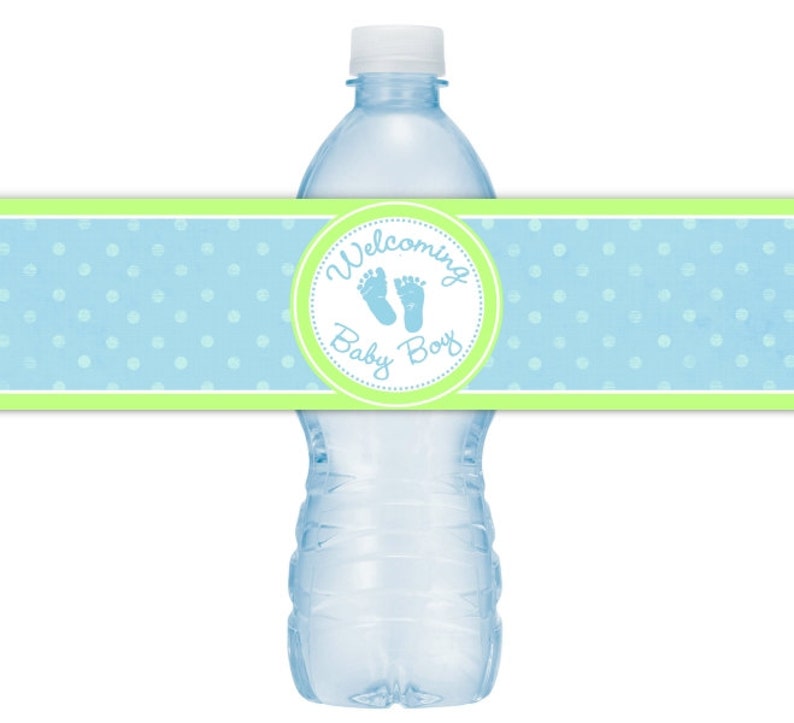Baby Boy Water Bottle Labels INSTANT DOWNLOAD Blue Green - Etsy