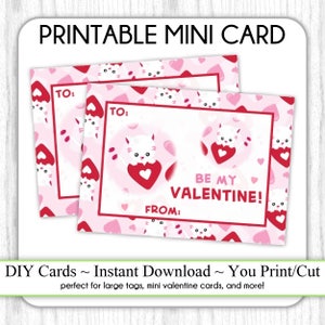 Kitty Cat Valentine's Day Printable Cards, Valentine Mini Cards, DIY ...