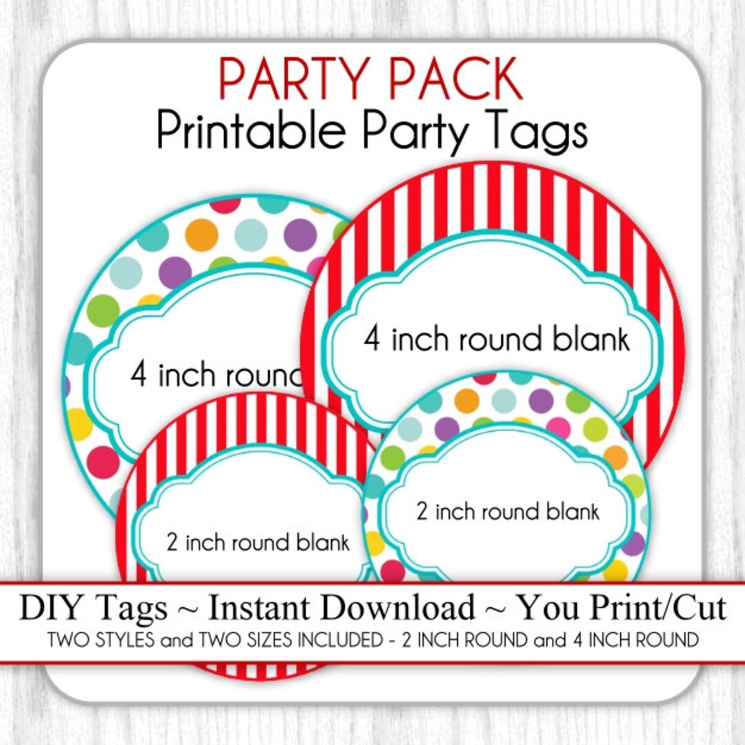 PARTY PACK Circus Party Carnival Party Printable Tags - Etsy
