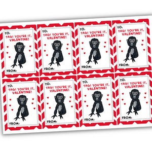 Fun Gorilla Valentine's Day Printable Cards, Valentine Mini Cards, DIY ...