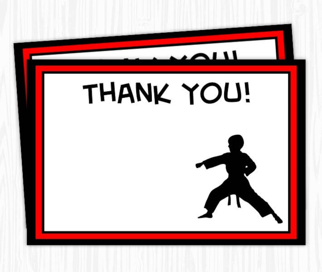 Karate Boy 4x6 Thank You Card Printable DIY You Print You - Etsy