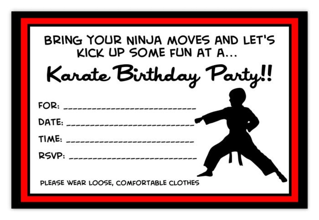 Karate Party Birthday Invitation Karate Birthday Invitation - Etsy