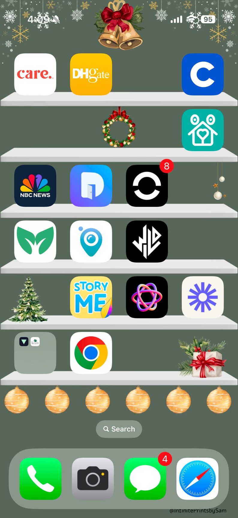 Ios 18 Christmas Themed Bookshelf Wallpaper | Festive Digital Download ...