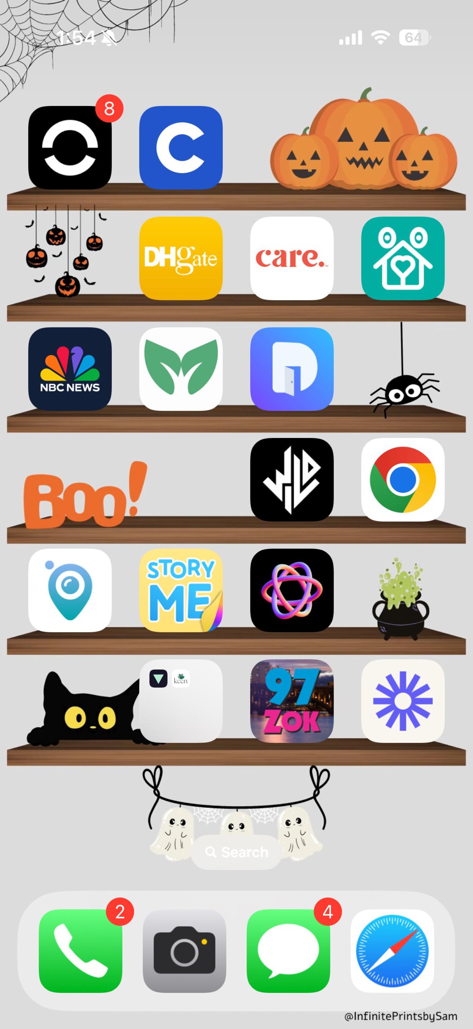 Ios 18 Halloween Bookshelf Wallpaper - Etsy
