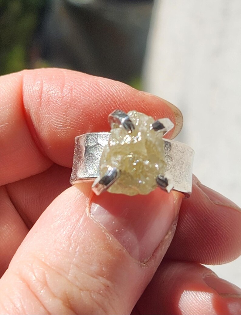 Raw Diamond Statement Ring: 13.5 Carat Uncut Silver Engagement - Etsy