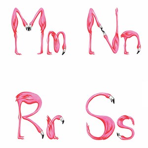 Alphabet Poster, Alphabet Print, Alphabet Artwork, Pink Flamingo ...