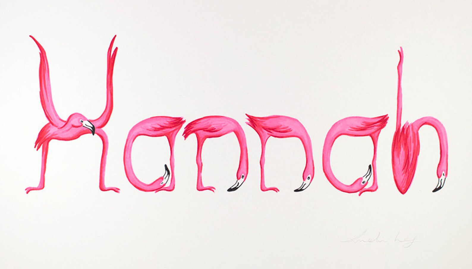 Personalized Pink Flamingo Print With Pink Flamingo Lettering | Etsy