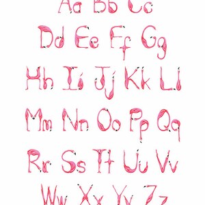 Alphabet Poster, Alphabet Print, Alphabet Artwork, Pink Flamingo ...