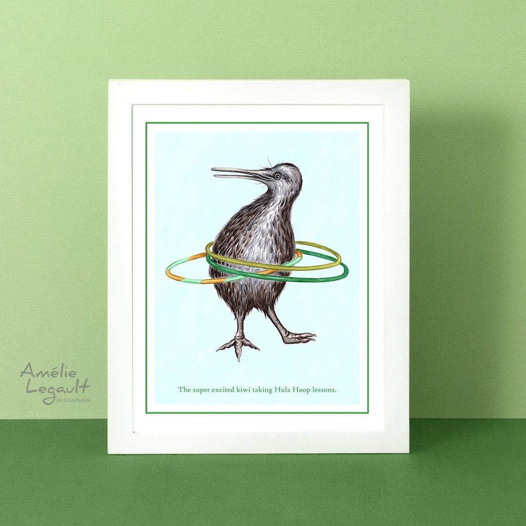 Kiwi Bird Doing Hula Hoop, Art Print - Etsy