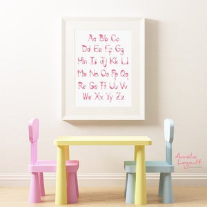 Alphabet Poster, Alphabet Print, Alphabet Artwork, Pink Flamingo ...