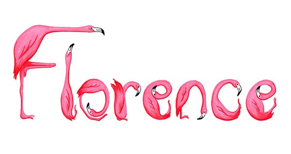 Personalized Pink Flamingo Print With Pink Flamingo Lettering | Etsy