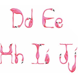 Alphabet Poster, Alphabet Print, Alphabet Artwork, Pink Flamingo ...