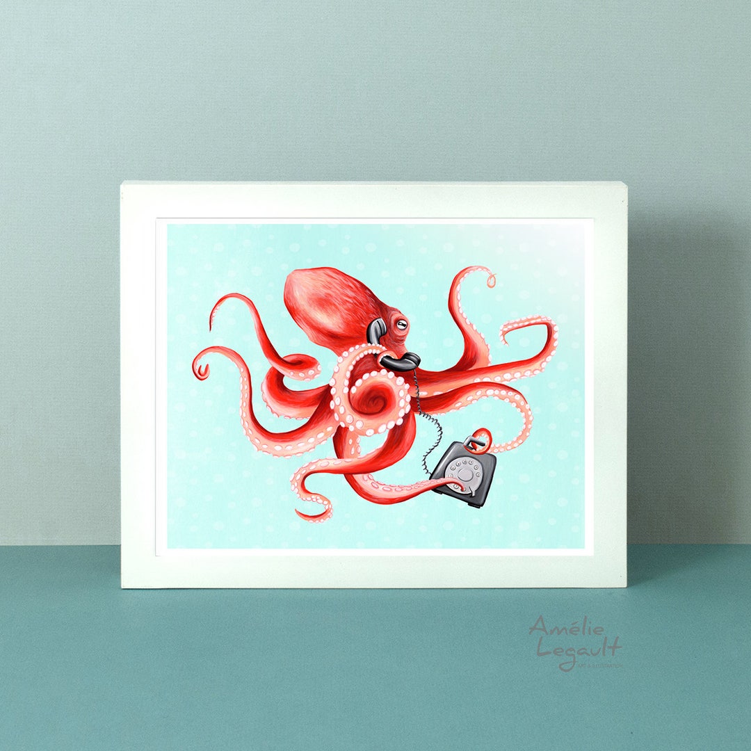 Octopus Art Print Octopus Print Octopus Art Work Octopus on - Etsy