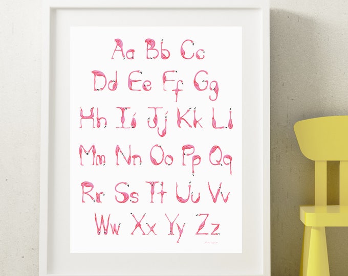 Alphabet Poster Alphabet Print Alphabet Artwork Pink - Etsy
