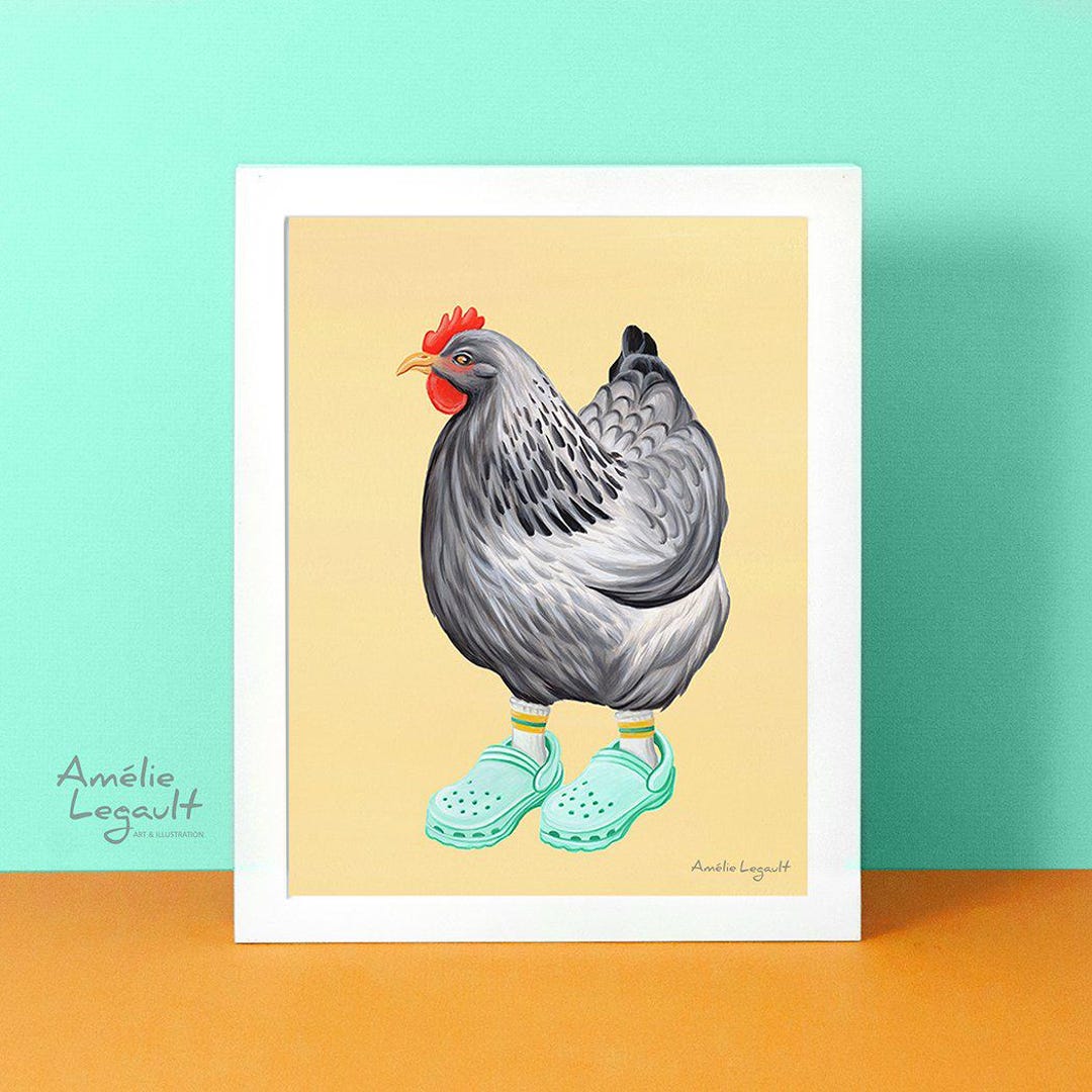 Hen Wearing Crocs, Poster - Etsy