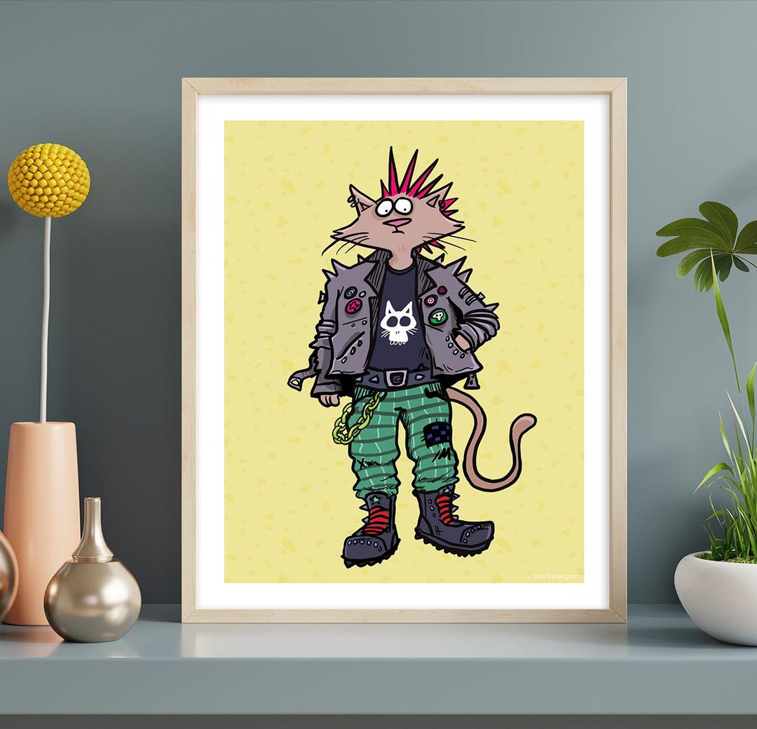 Punky the Stylish Cat - Poster - Etsy