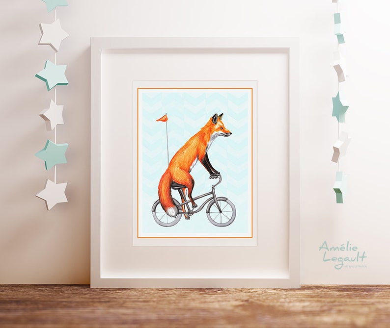 Moose bear and fox riding their bicycle forest animals | Etsy