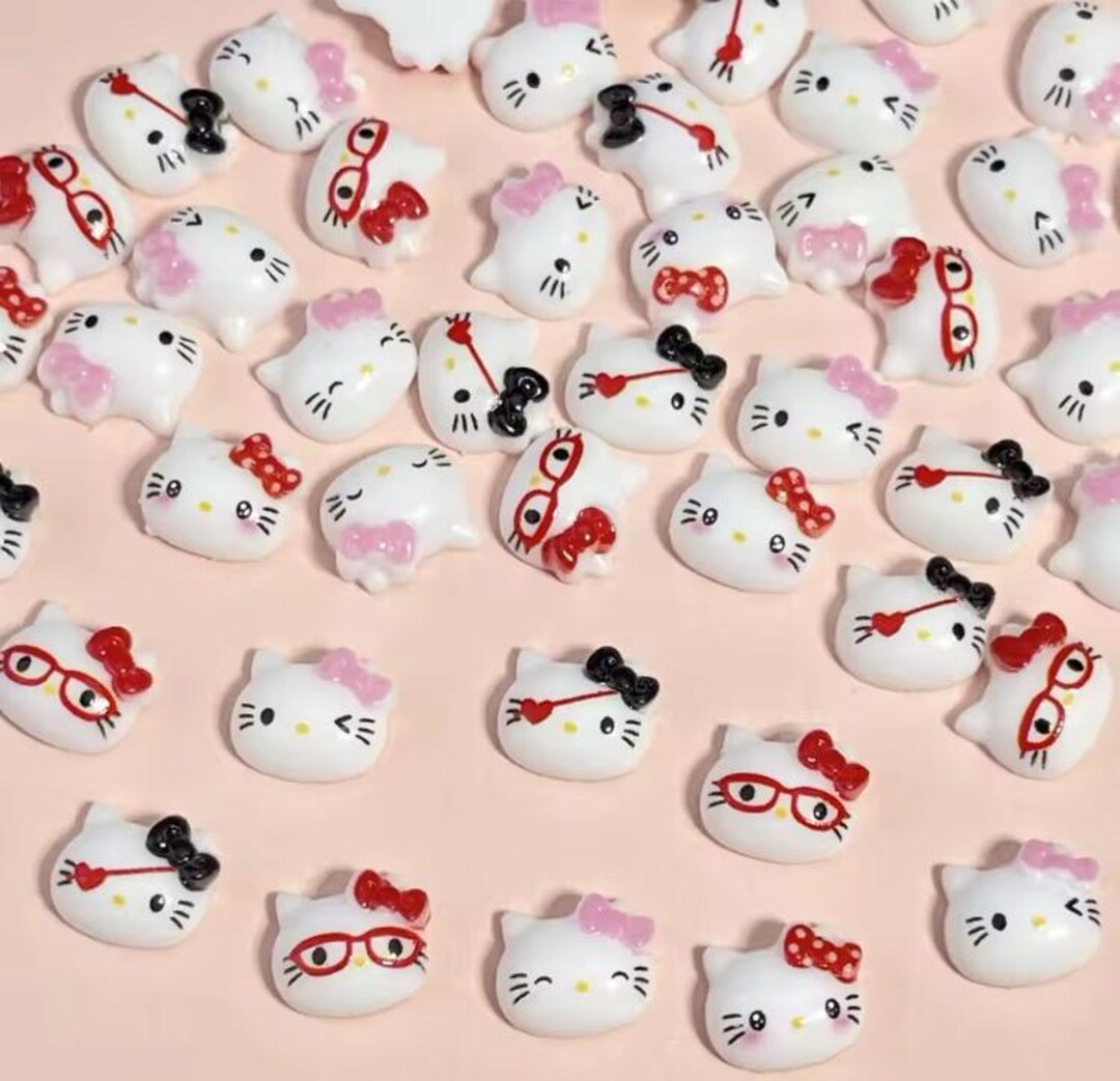 Resin Hello Kitty Inspired Stud Earrings - Etsy