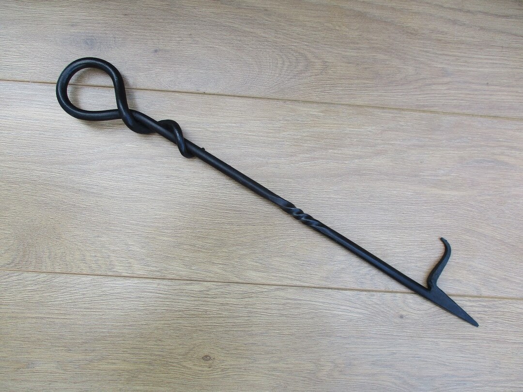 Hand Forged Wrought Iron Mouse Tail Poker With Log Rolling Spur, 19.5 ...