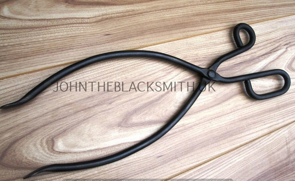 Hand Forged Fire Tongs: UK Made Iron Fireplace Tool (18 Inch) - Etsy UK