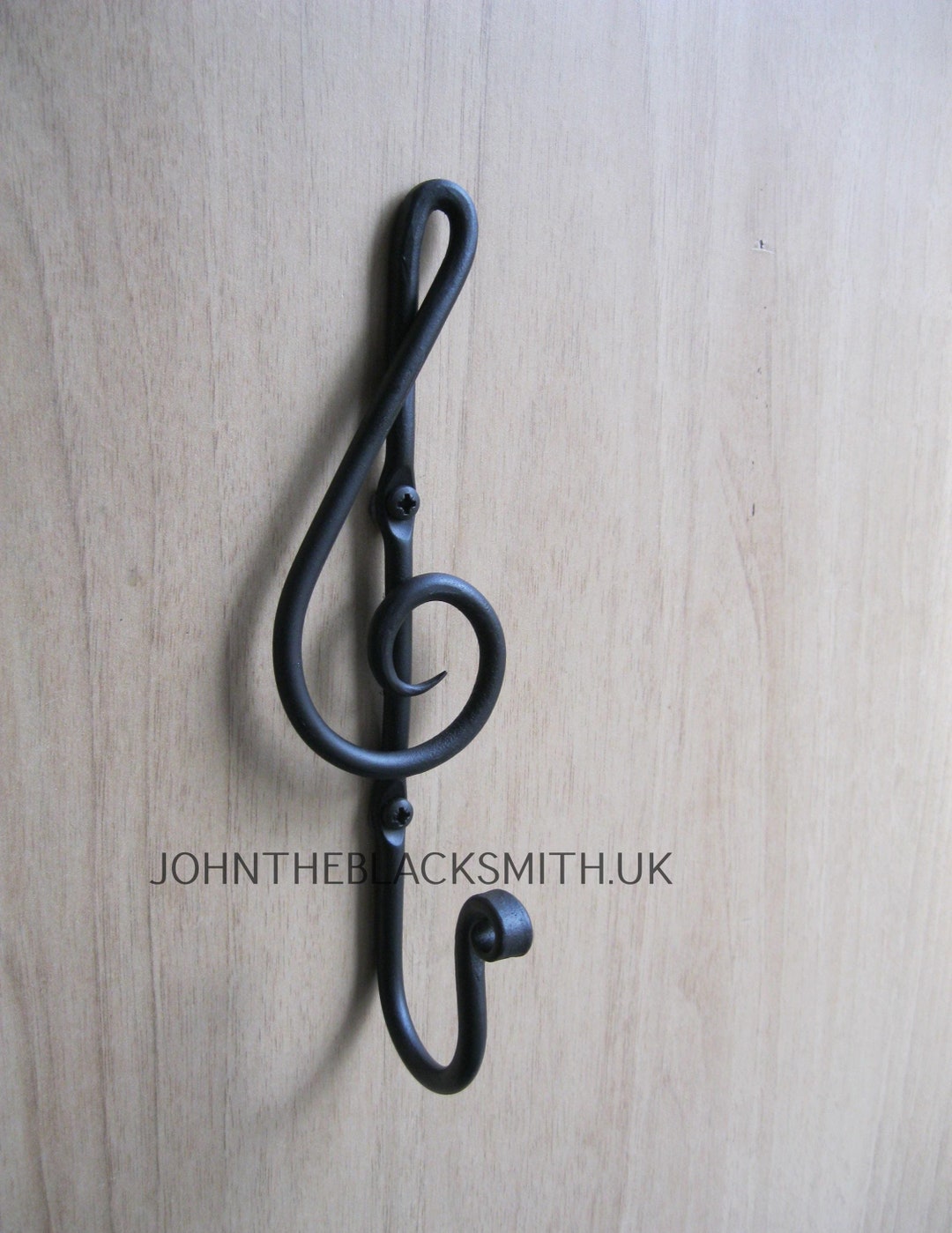 Hand Forged Treble Clef Wall Hook – Large Wrought Iron Music Hook ...