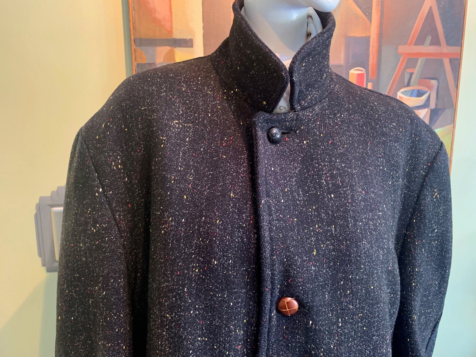 Vintage 1940s/50s Berkray Atomic Fleck Rockabilly Car Coat Overcoat ...