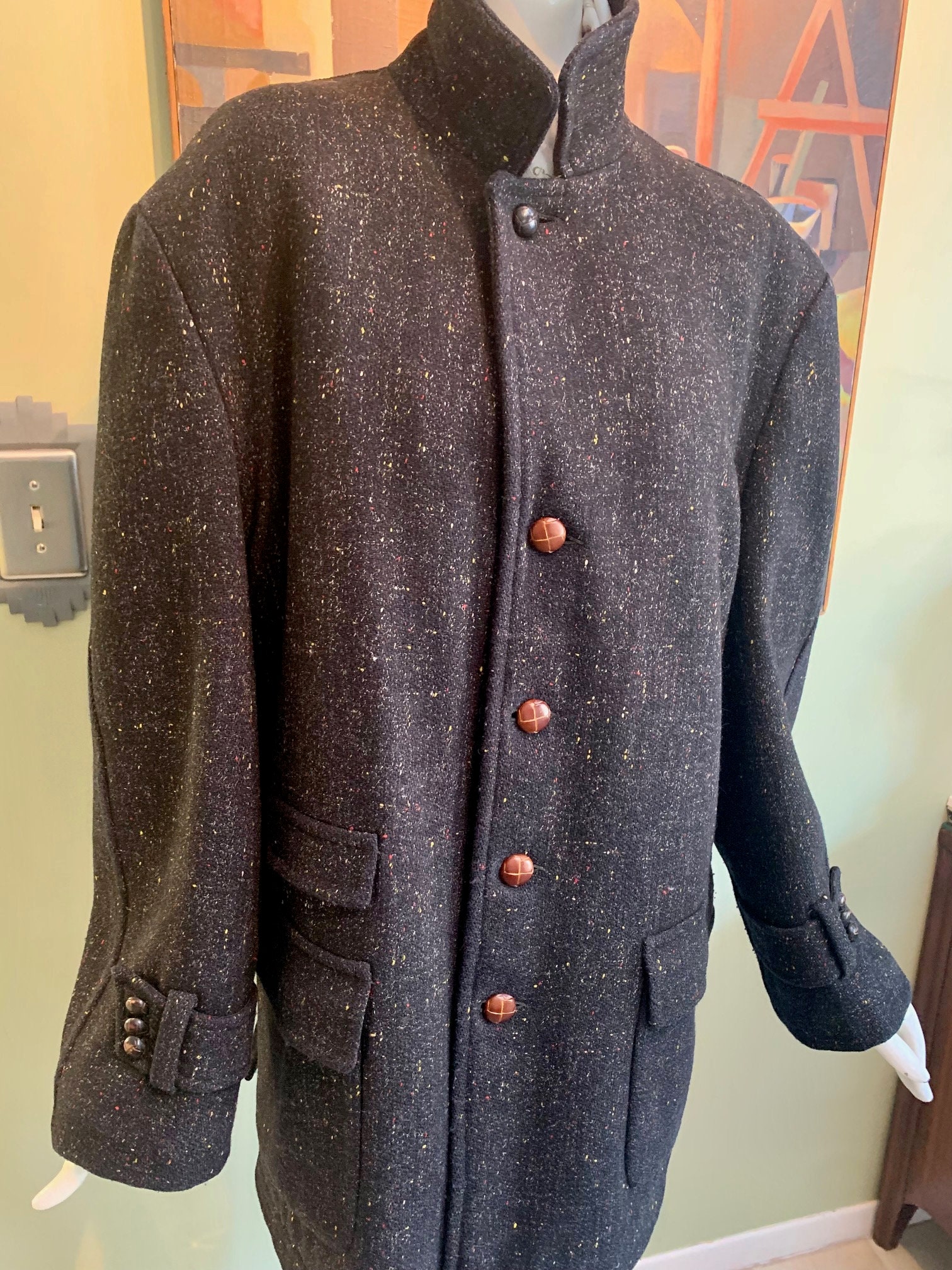 Vintage 1940s/50s Berkray Atomic Fleck Rockabilly Car Coat Overcoat ...